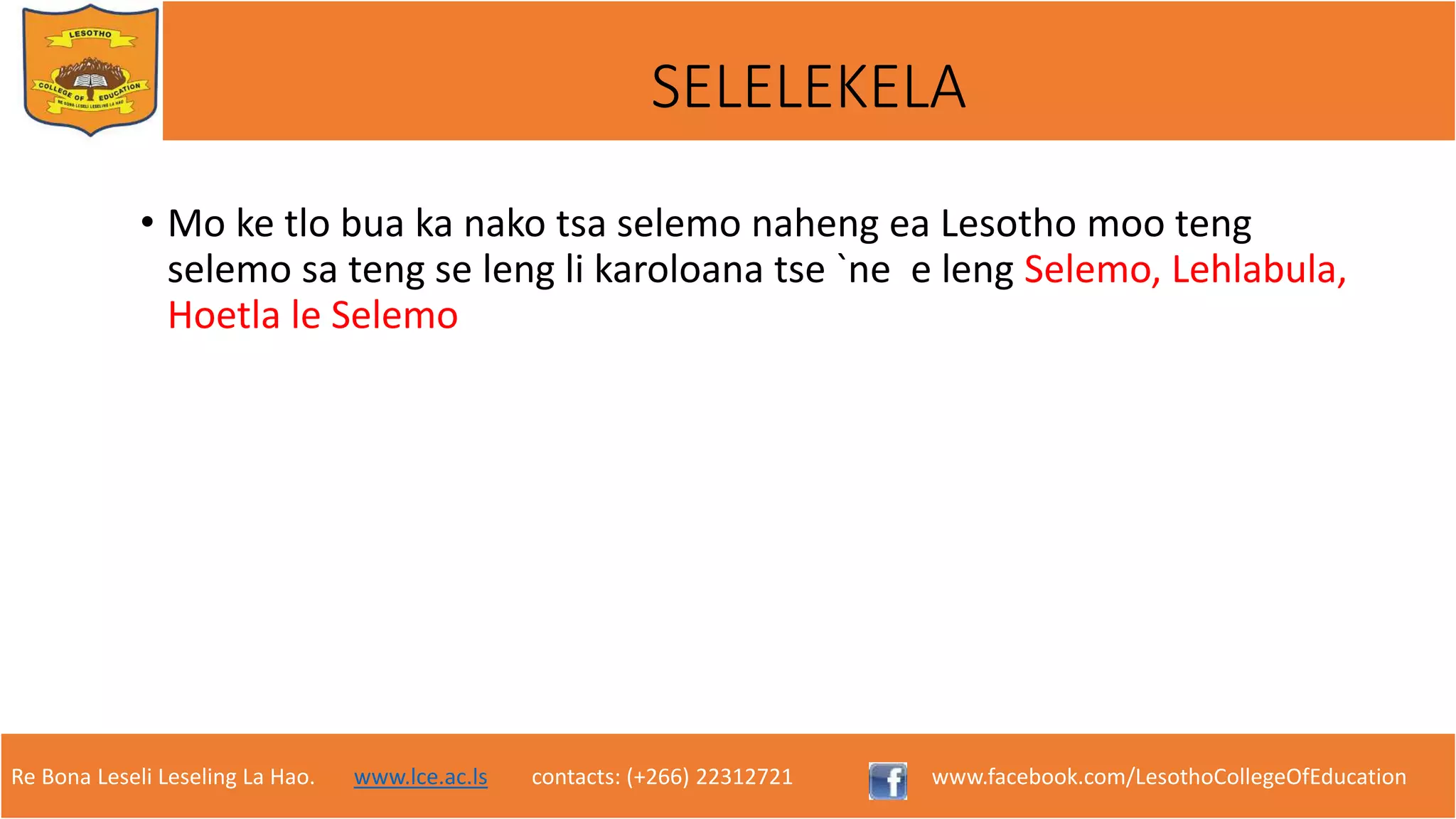 Nako tsa selemo | PPTX