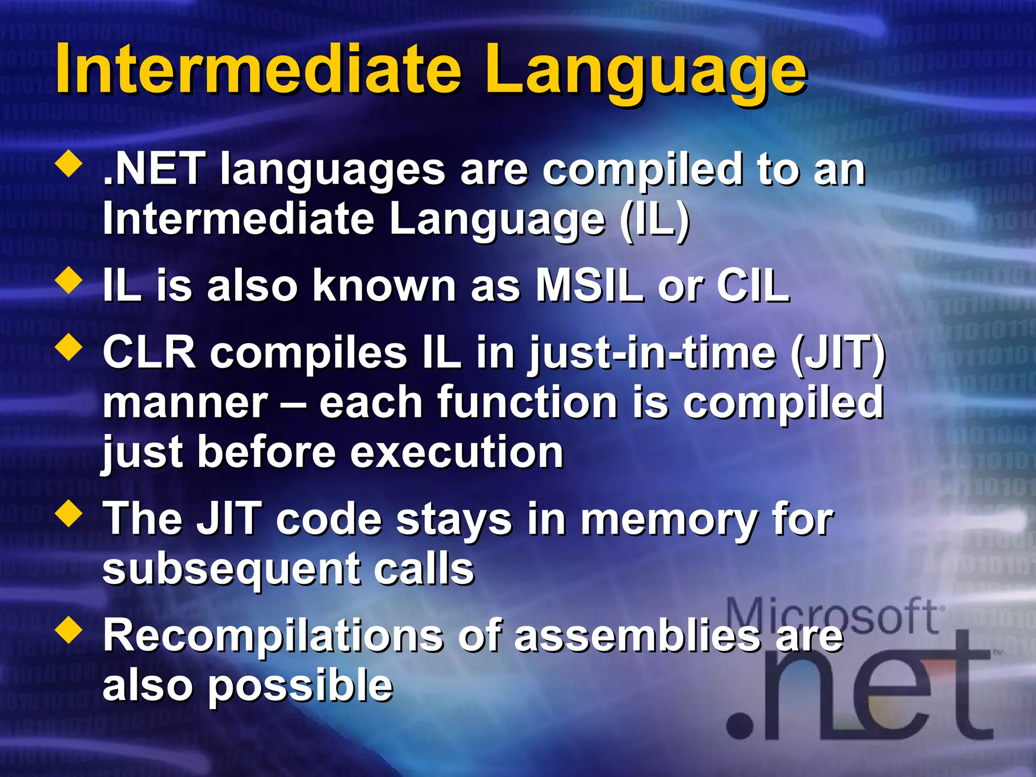 Microsoft .NET Framework | PPT | Programming Languages | Computing