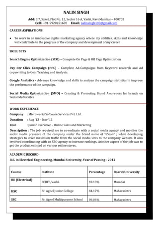 Nalin singh Resume | PDF