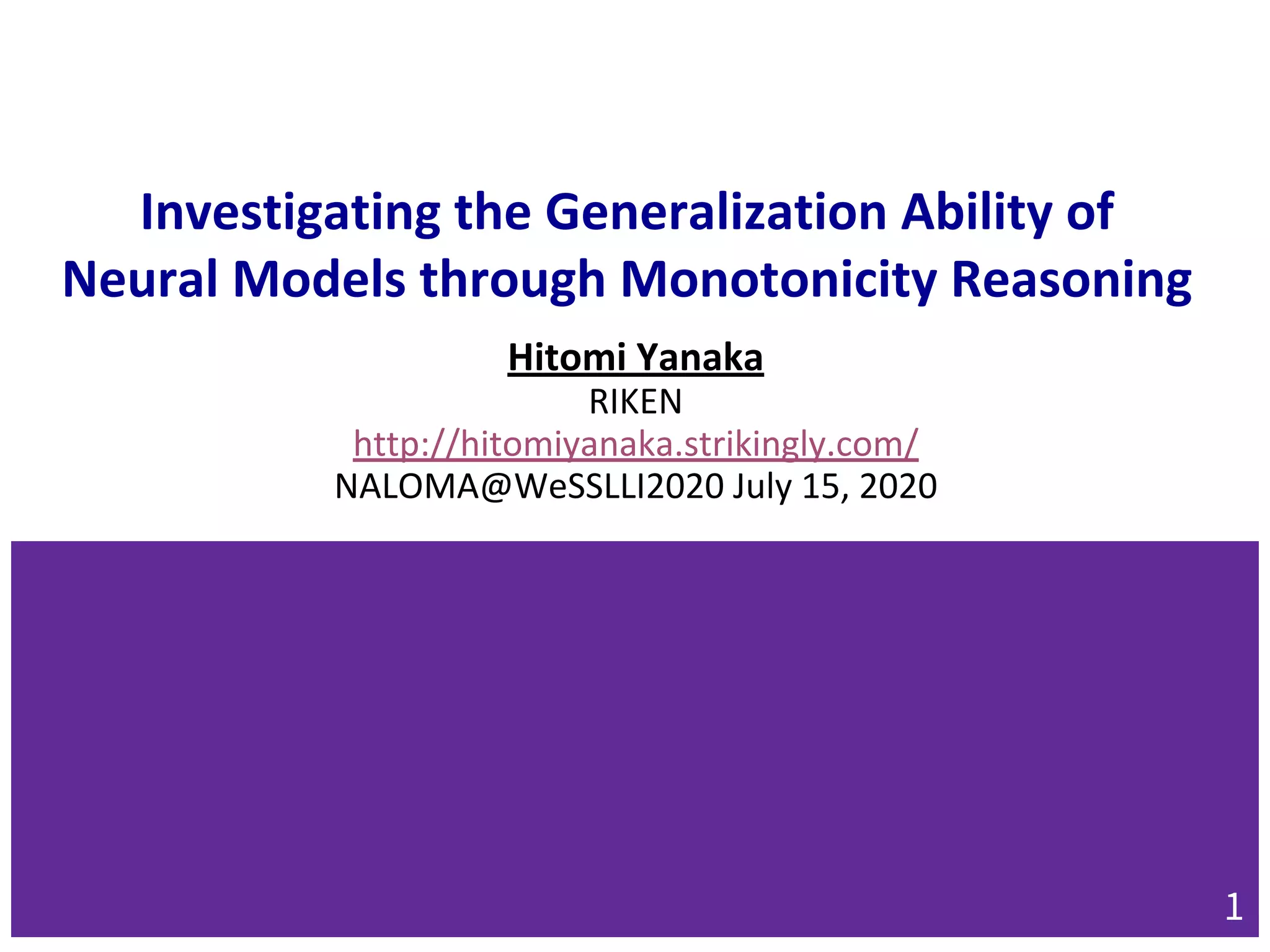 Investigating the Generalization Ability of Neural Models through Monotonicity Reasoning | PDF ...