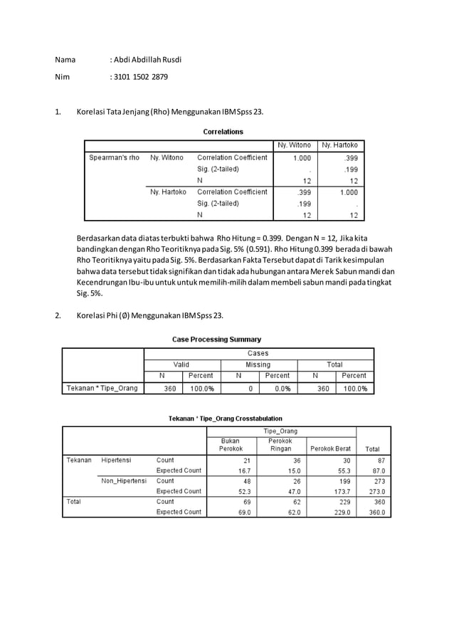 Statistik, Korelasi Menggunakan IBM SPSS 23. | DOCX