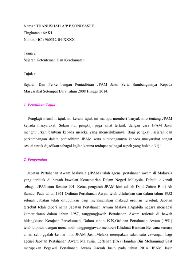 Contoh Proposal Kerja Kursus Sejarah Tingkatan 6 (STPM) Penggal 2 (2014 ...