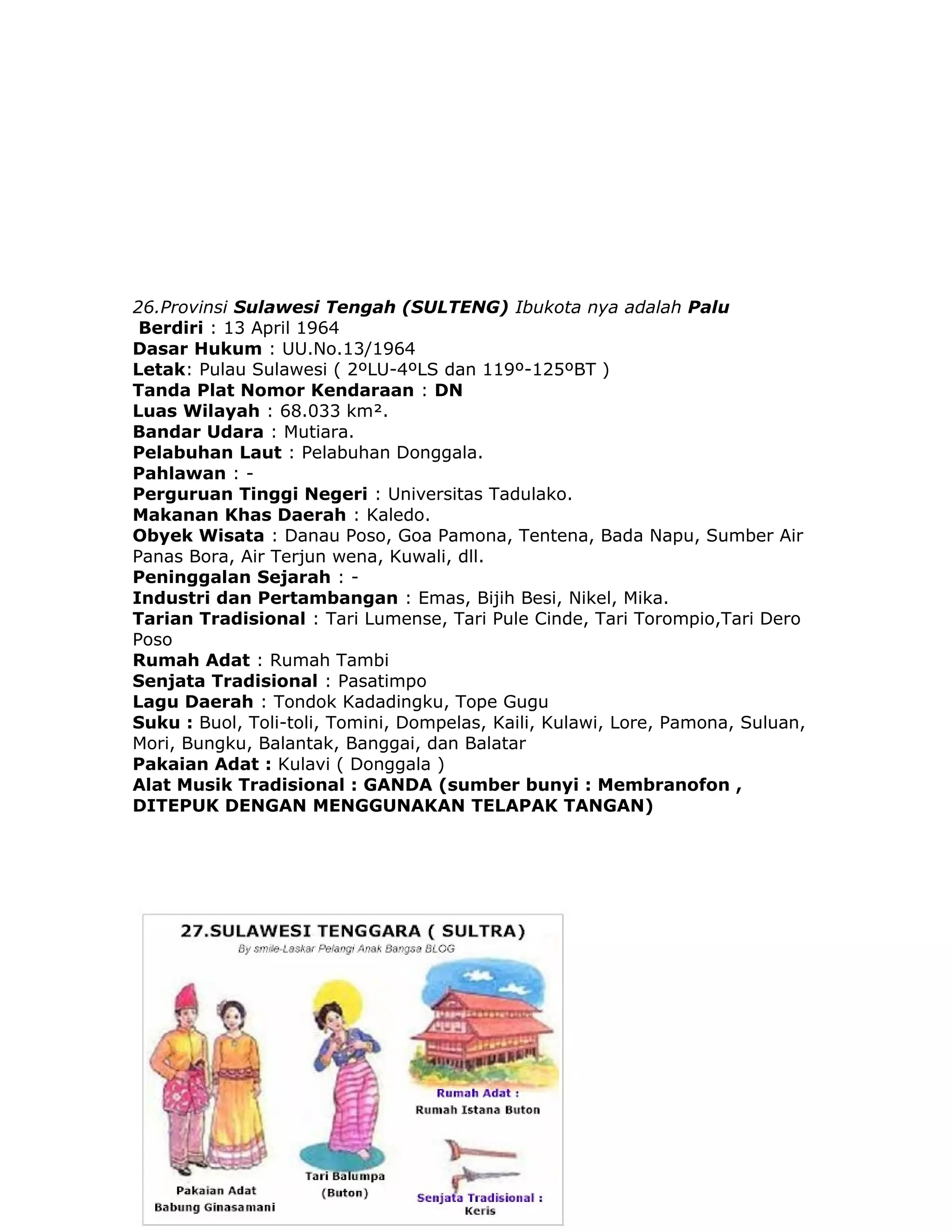 NAMA 33 PROVINSI di INDONESIA LENGKAP DENGAN PAKAIAN, TARIAN, RUMAH ADAT, SENJATA TRADISIONAL ...