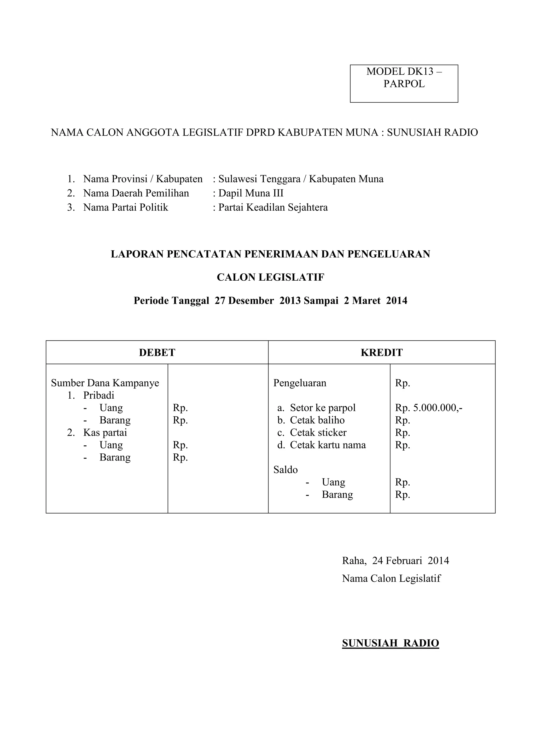 Nama calon anggota legislatif dprd kabupaten muna | DOCX