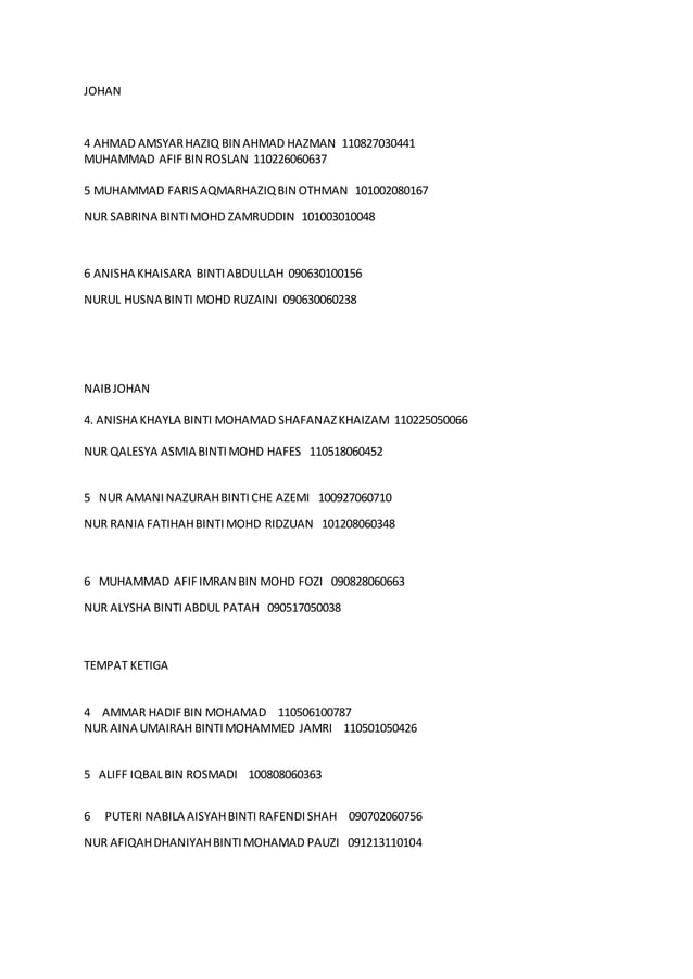 Nama johan | DOCX