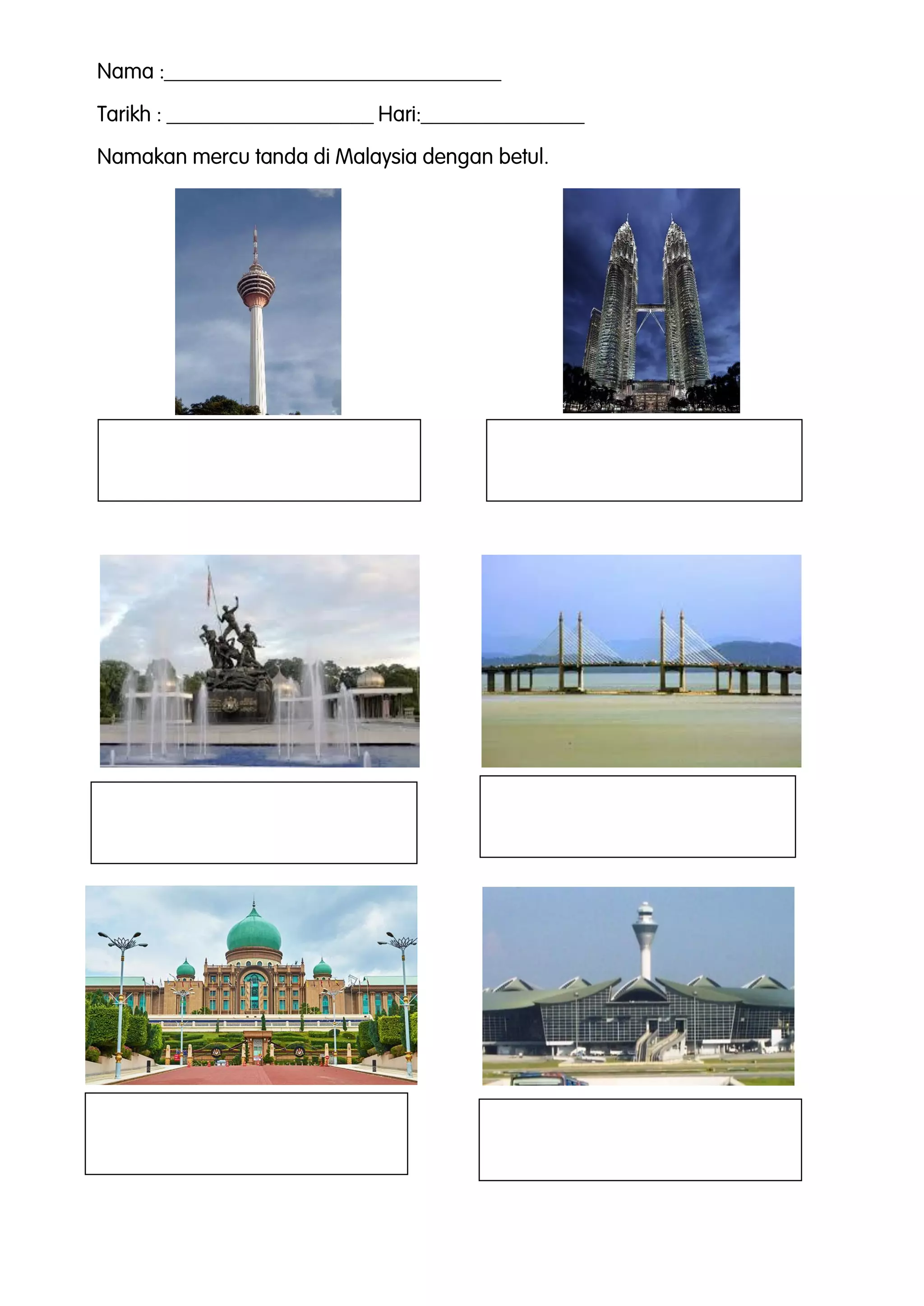 Namakan mercu tanda di malaysia dengan betul | PDF