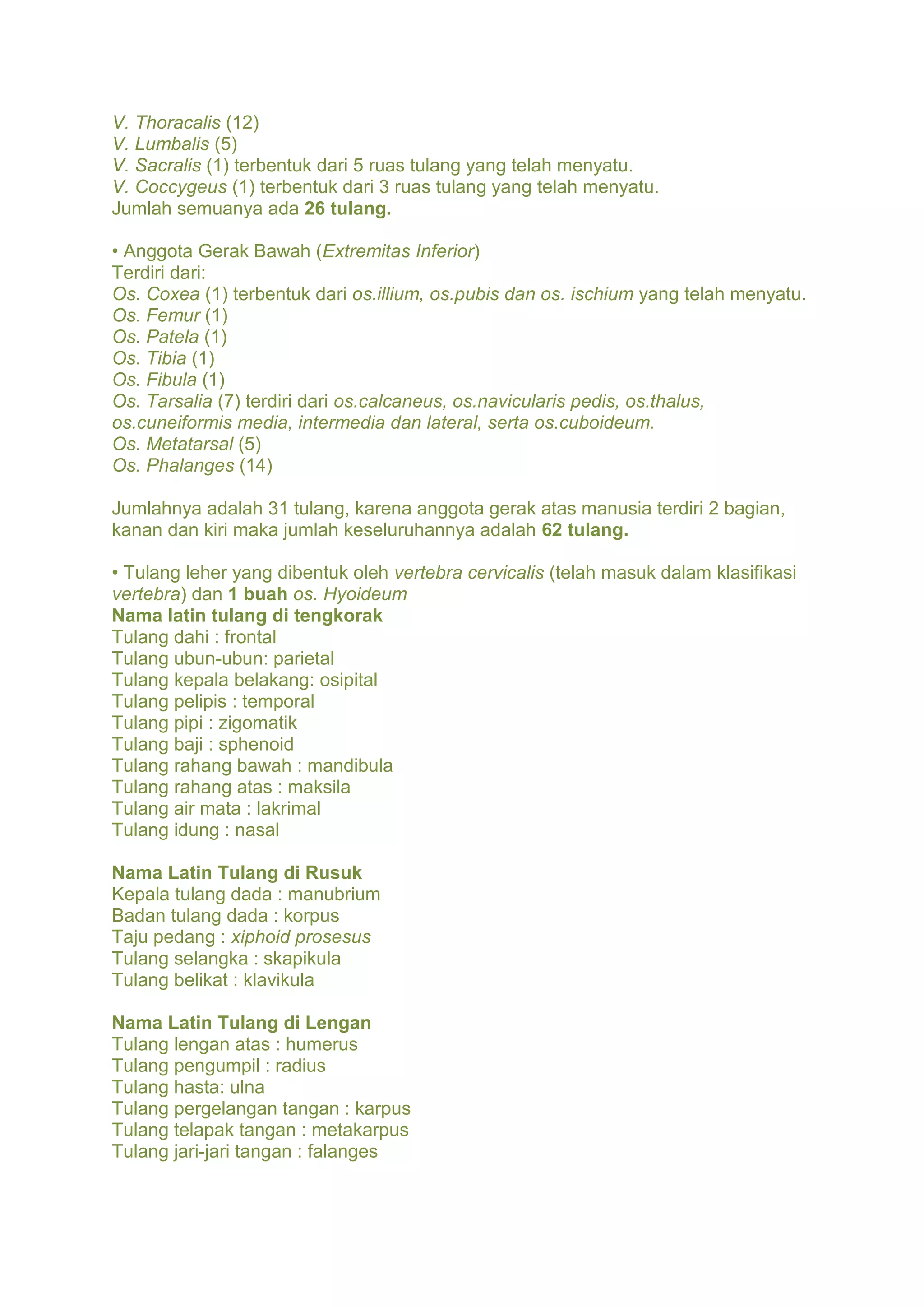 Nama latin organ tubuh manusia | DOCX