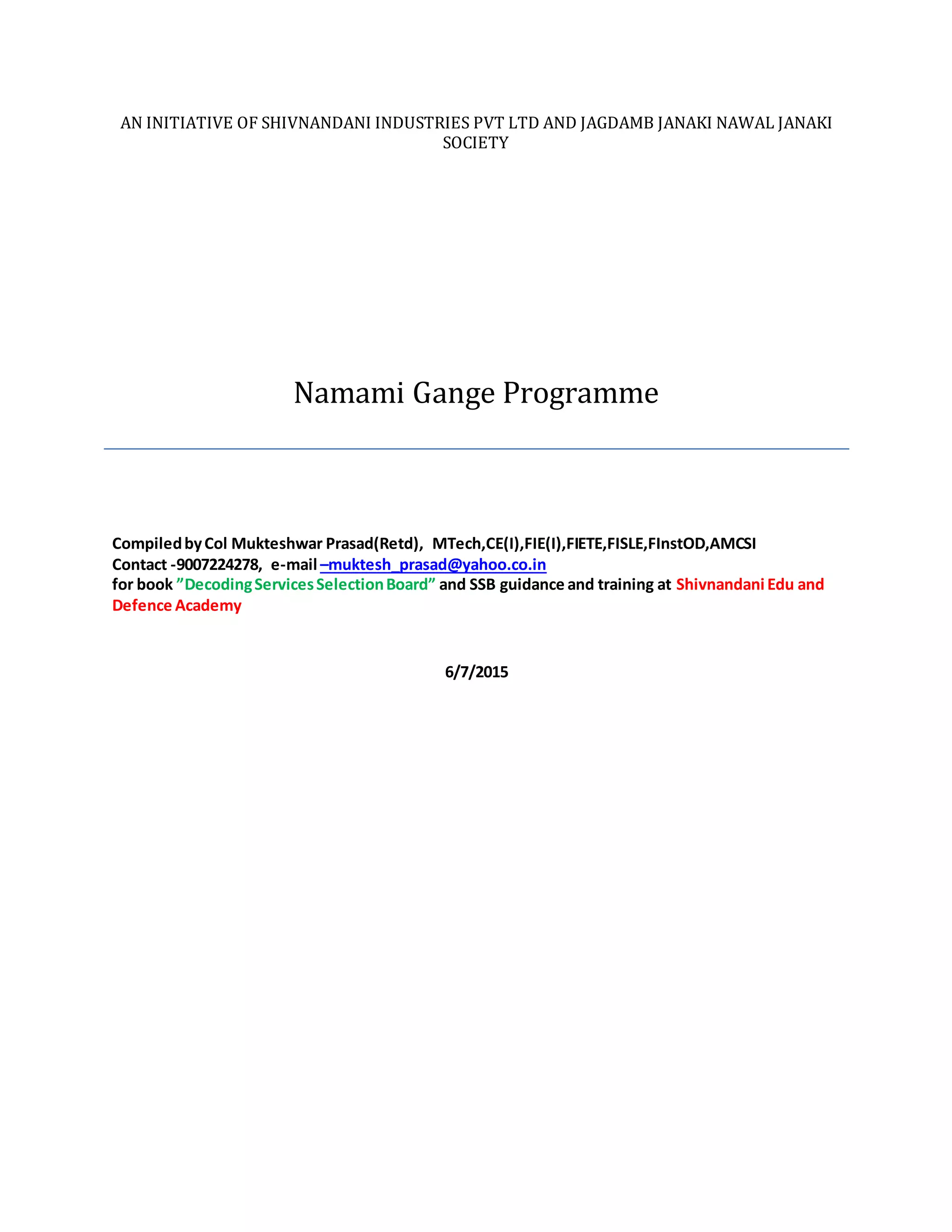 Namami gange program-SSB 44 | PDF