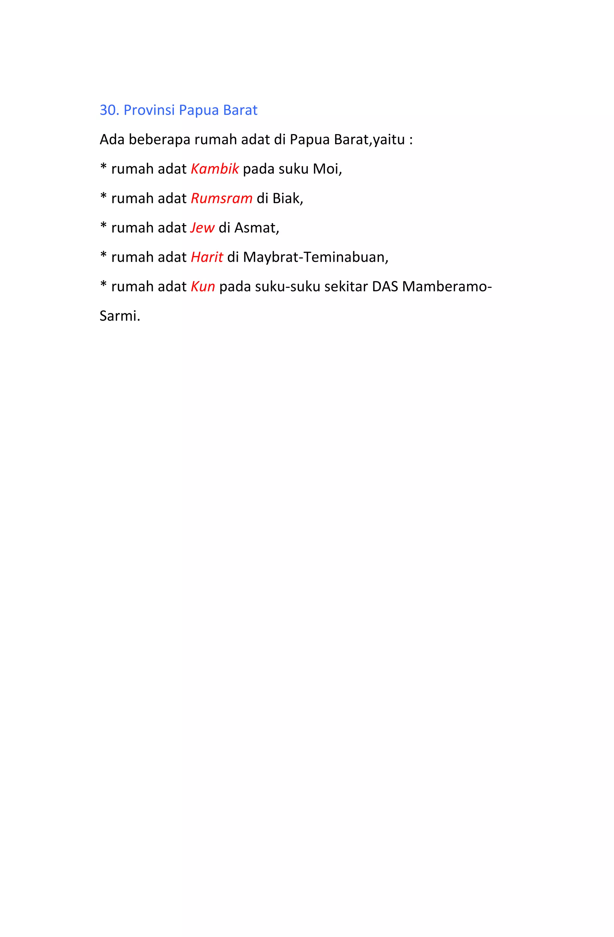 Nama nama rumah tradisional indonesia | DOCX