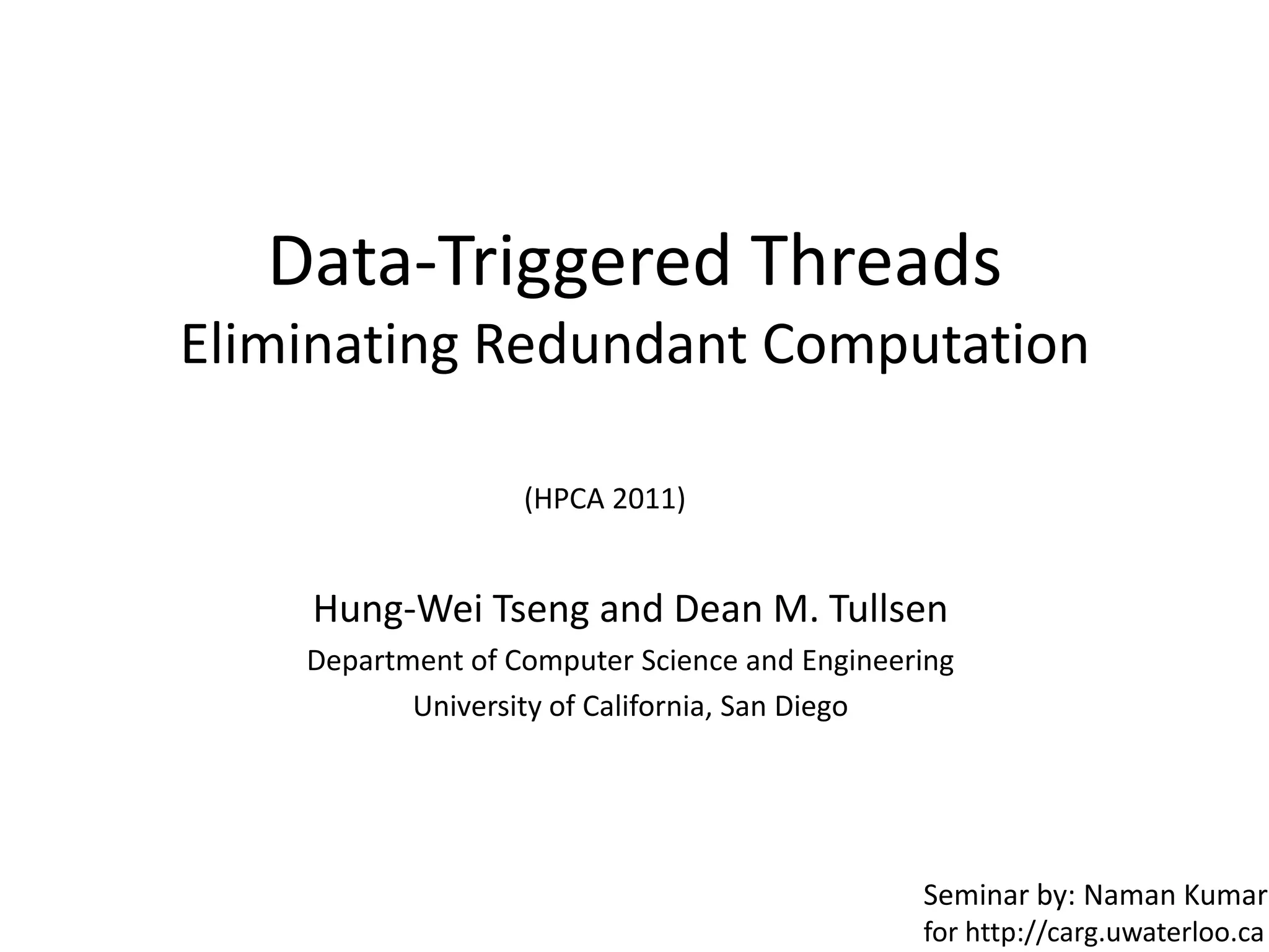 Computer Architecture Seminar | PPT