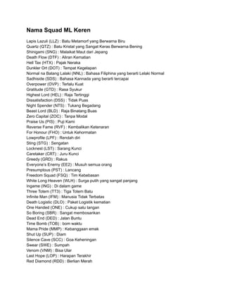 100+ Nama Squad Mobile Legends (ML) Keren dan Artinya yang Berkualitas ...