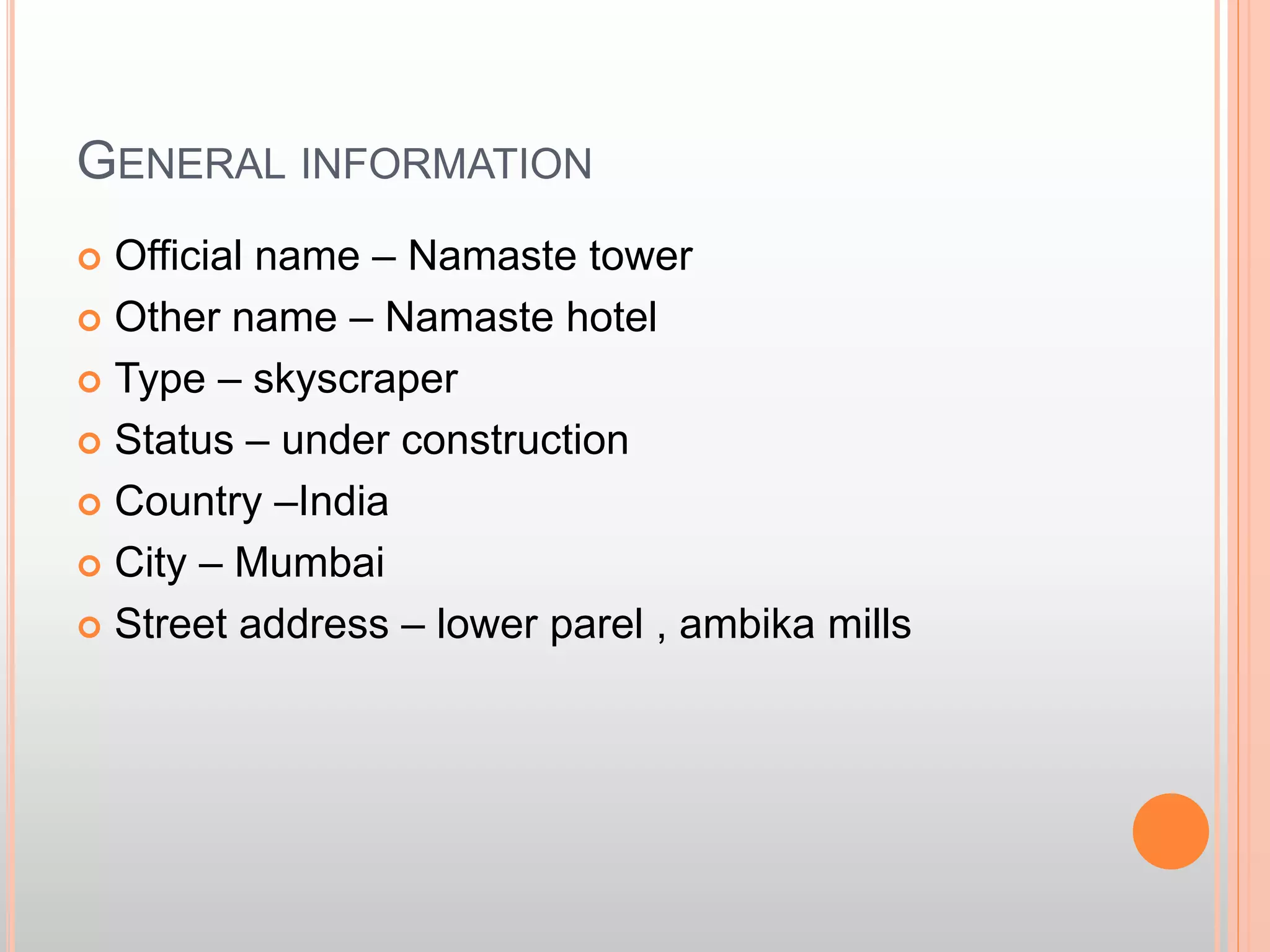 Namaste tower final ppt | PPTX