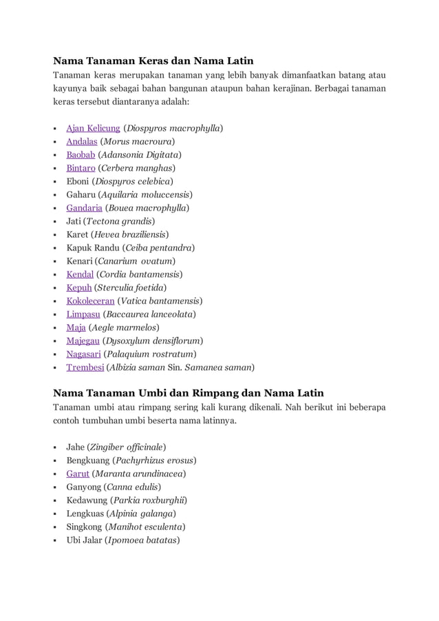 Nama tanaman hias atau bunga dan nama latin | PDF