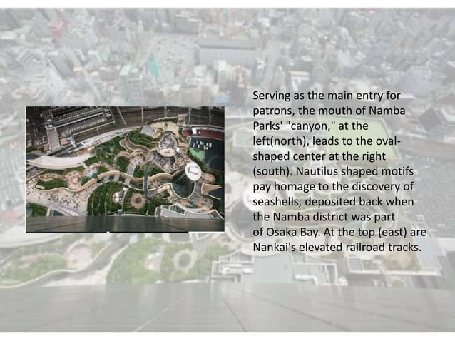 Namba parks, Osaka, Japan | PPTX | Malls & Shopping Centers | Attractions