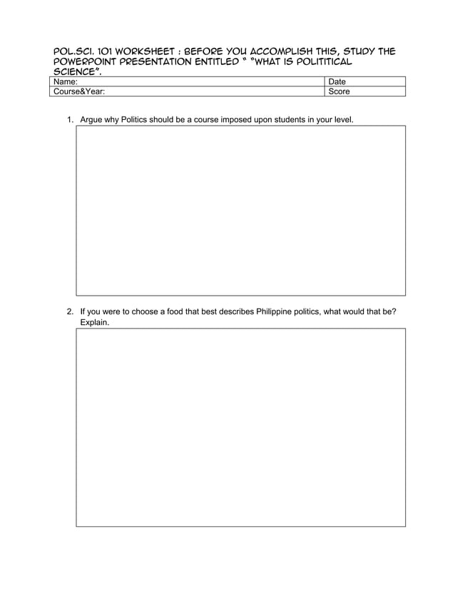PolSci 101 Worksheet | PDF