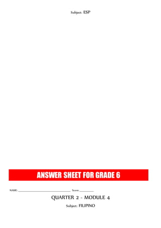 answer sheets | PDF