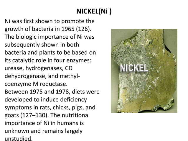 nickel in food trace element absorption transport and storage | PPT