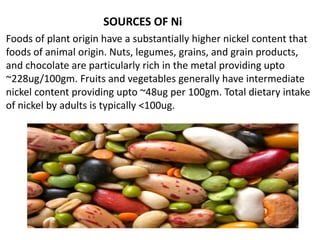 nickel in food trace element absorption transport and storage | PPTX