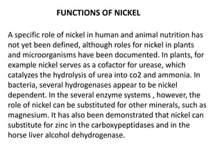 nickel in food trace element absorption transport and storage | PPT