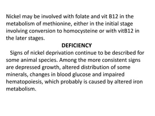 nickel in food trace element absorption transport and storage | PPT