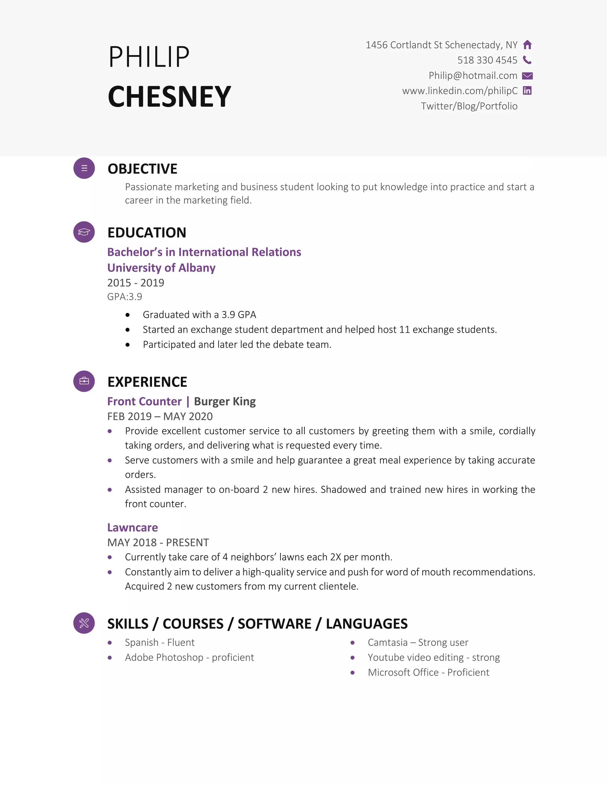 Resume Template For High School or College Students | PDF
