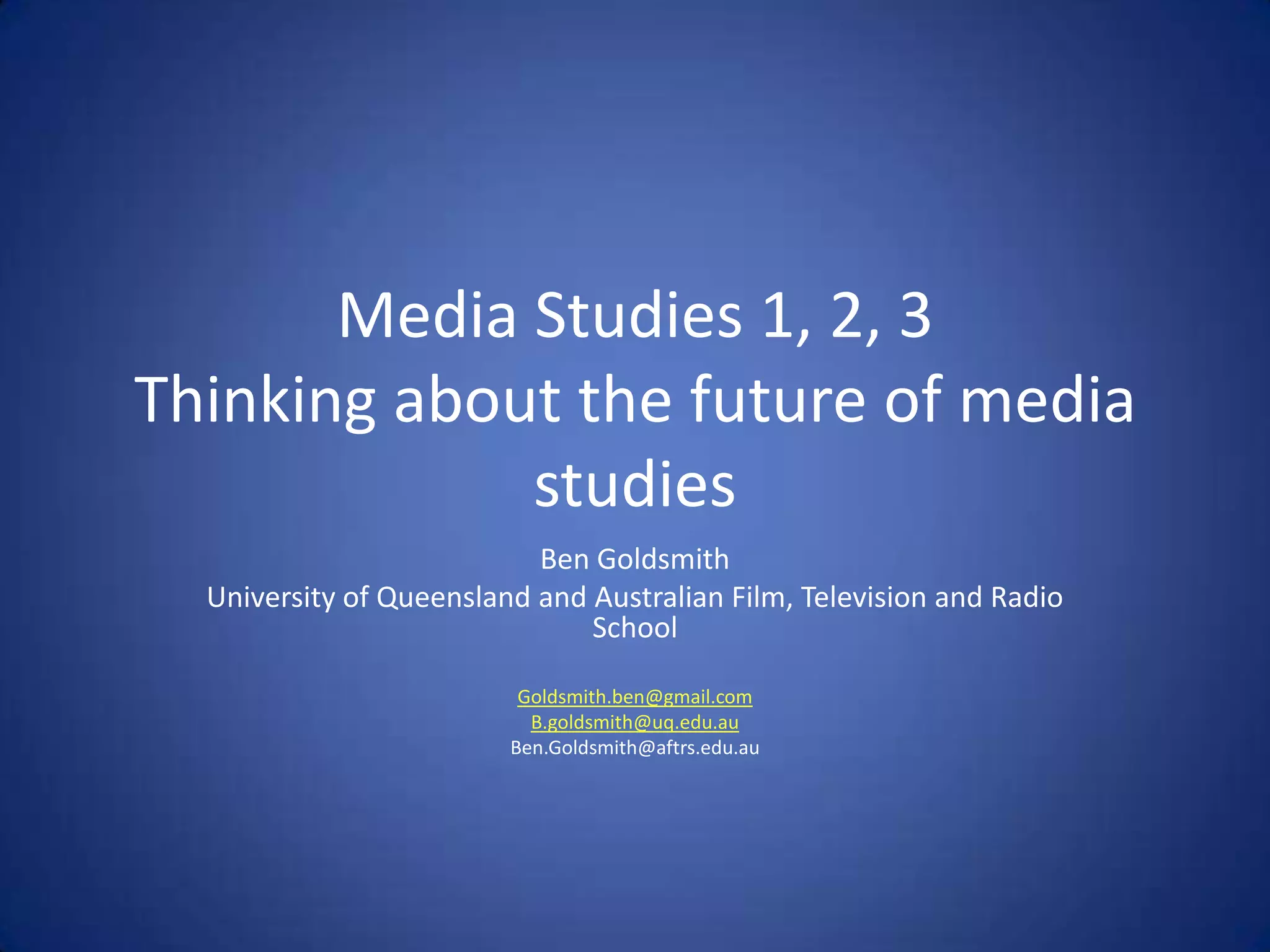 Media Studies 1, 2, 3 | PPTX | Genres