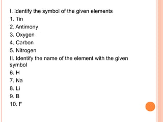 Name and Symbols of Elements in the Periodic.pptx | Chemistry | Science