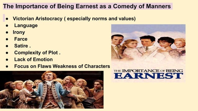 The Importance Of Being Earnest As A Comedy Of Manners | PPTX