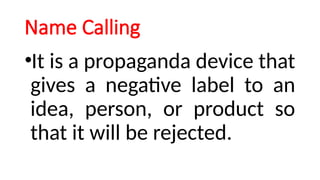 Name calling Propaganda Device English 6.pptx