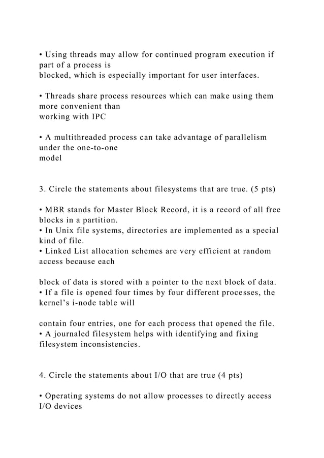 Name CPSC-351 Sample Final Exam Name .docx | Operating Systems | Computer Software and Applications