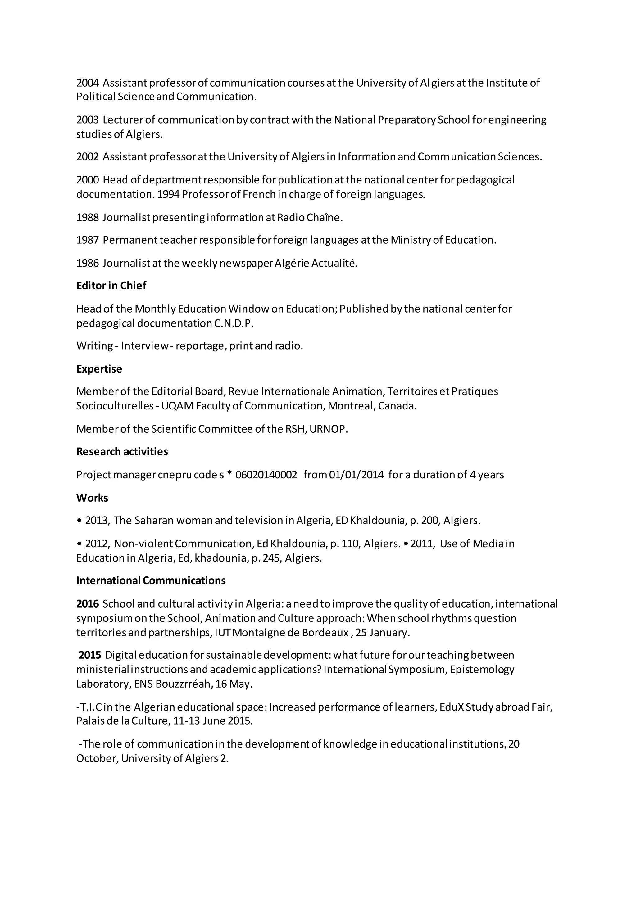 Name cv aicha boukrissa anglais | DOCX