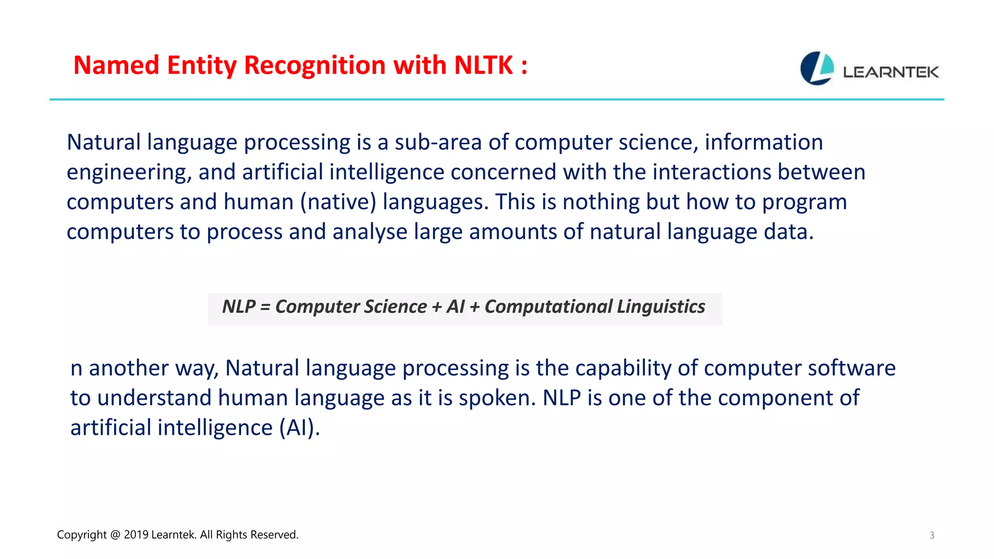Named entity recognition (ner) with nltk | PPT