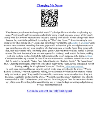 Name Essays Examples | PDF