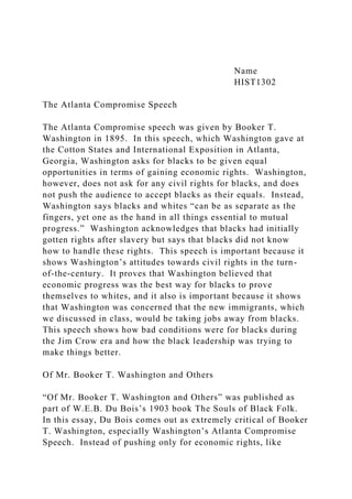 NameHIST1302The Atlanta Compromise Speech.docx