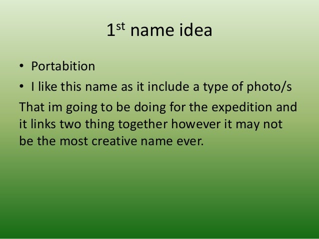 Name ideas for exhibition task 7
