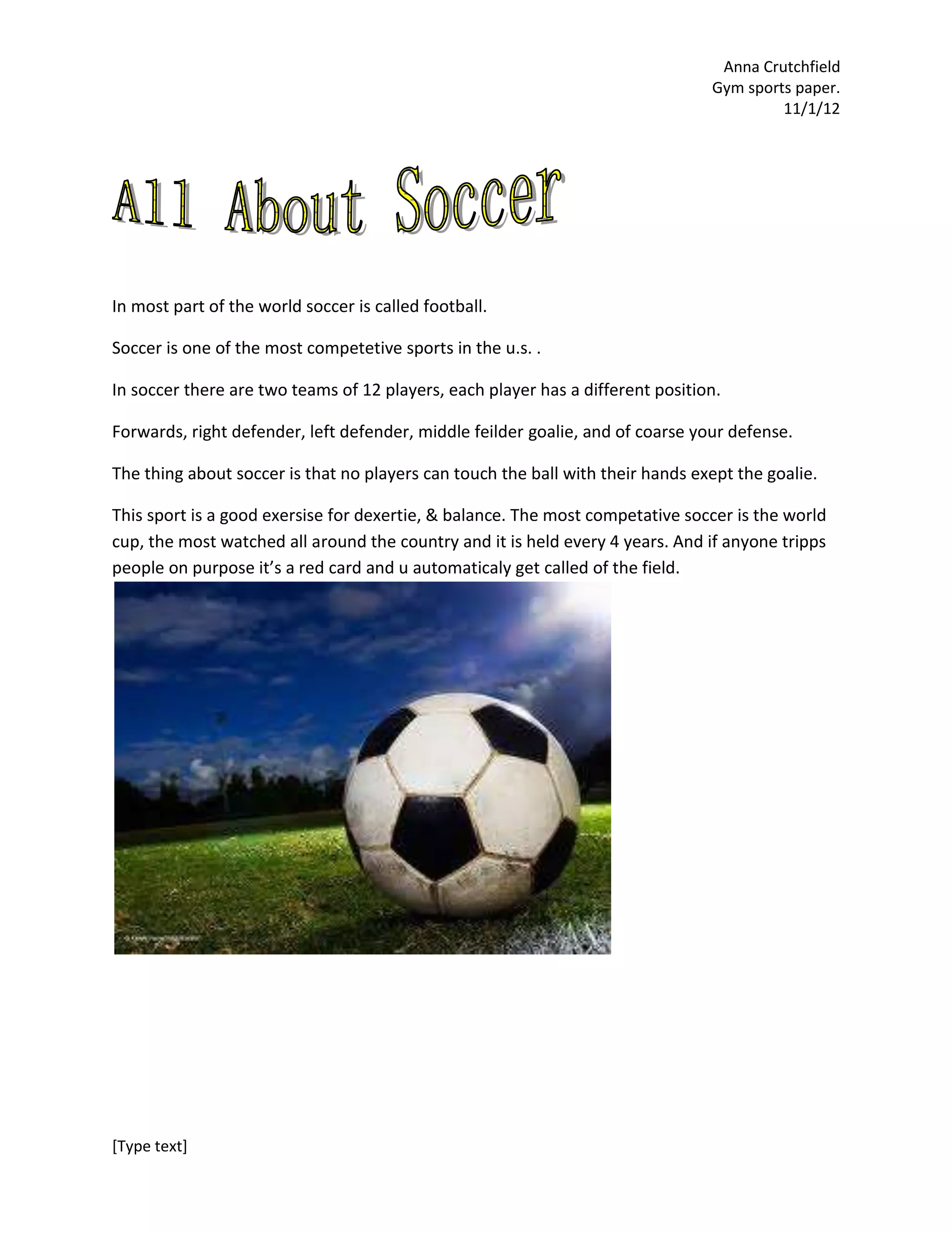 all about soccer | DOCX