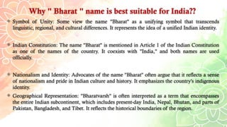 Name of India as Bharat- History- Why- What- How- Difficulties to ...