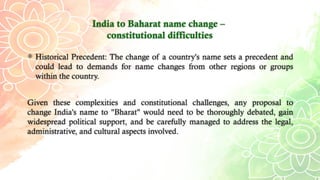 Name of India as Bharat- History- Why- What- How- Difficulties to ...