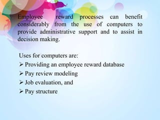 managing reward with computers | PPT