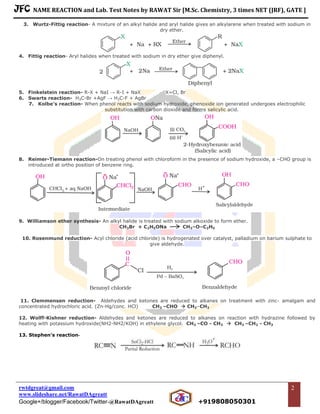 Name reactions organic chemistry for class 12 rawat's jfc | PDF