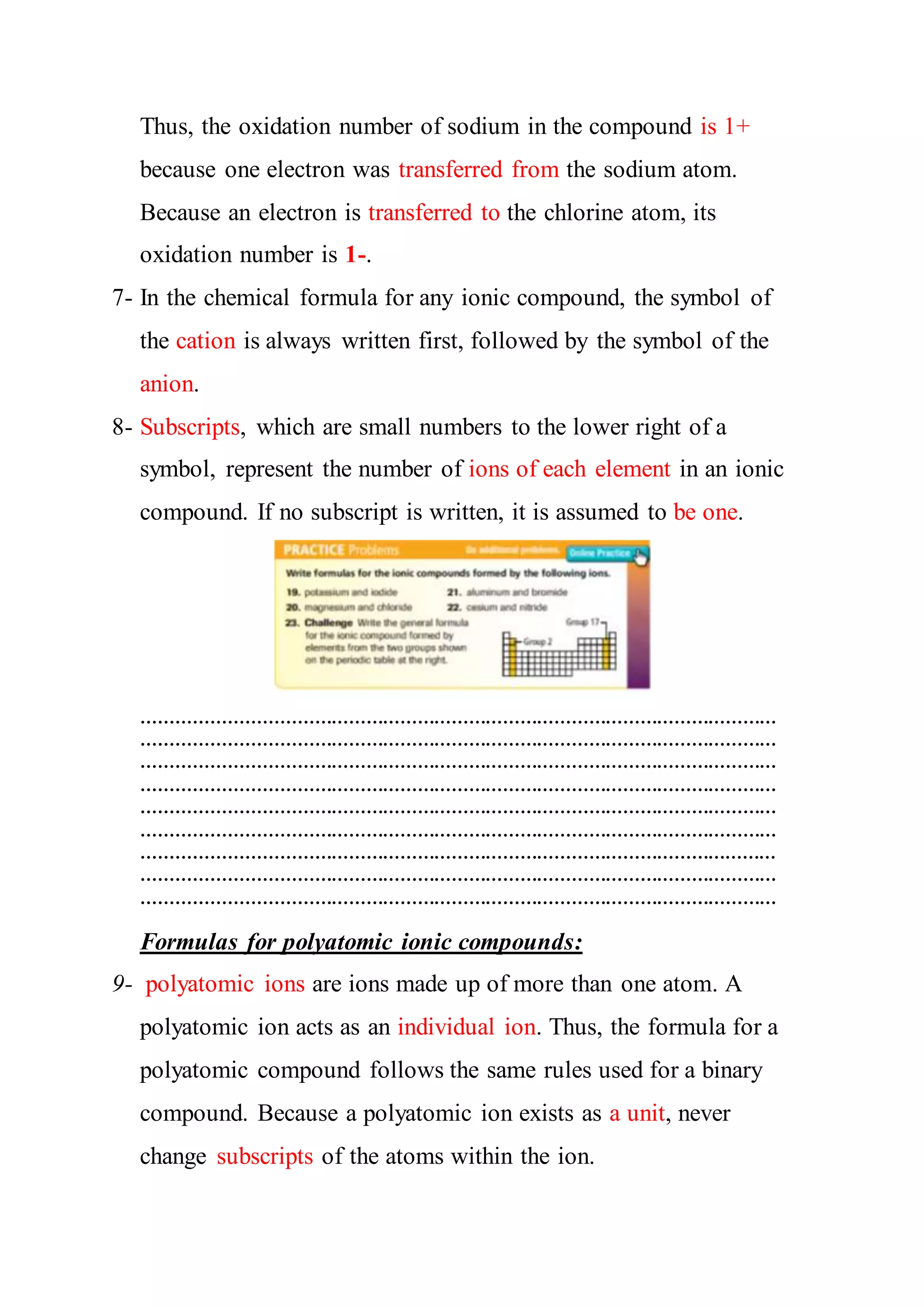 Names and formulas of ionic compounds study guide | PDF