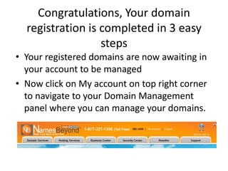Domain Name Registration in 3 Easy steps | PPTX