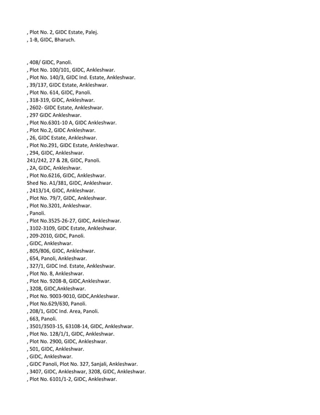 (Names only) Gujarat Company List with Address | PDF | Pharmaceutical Industry | Industries