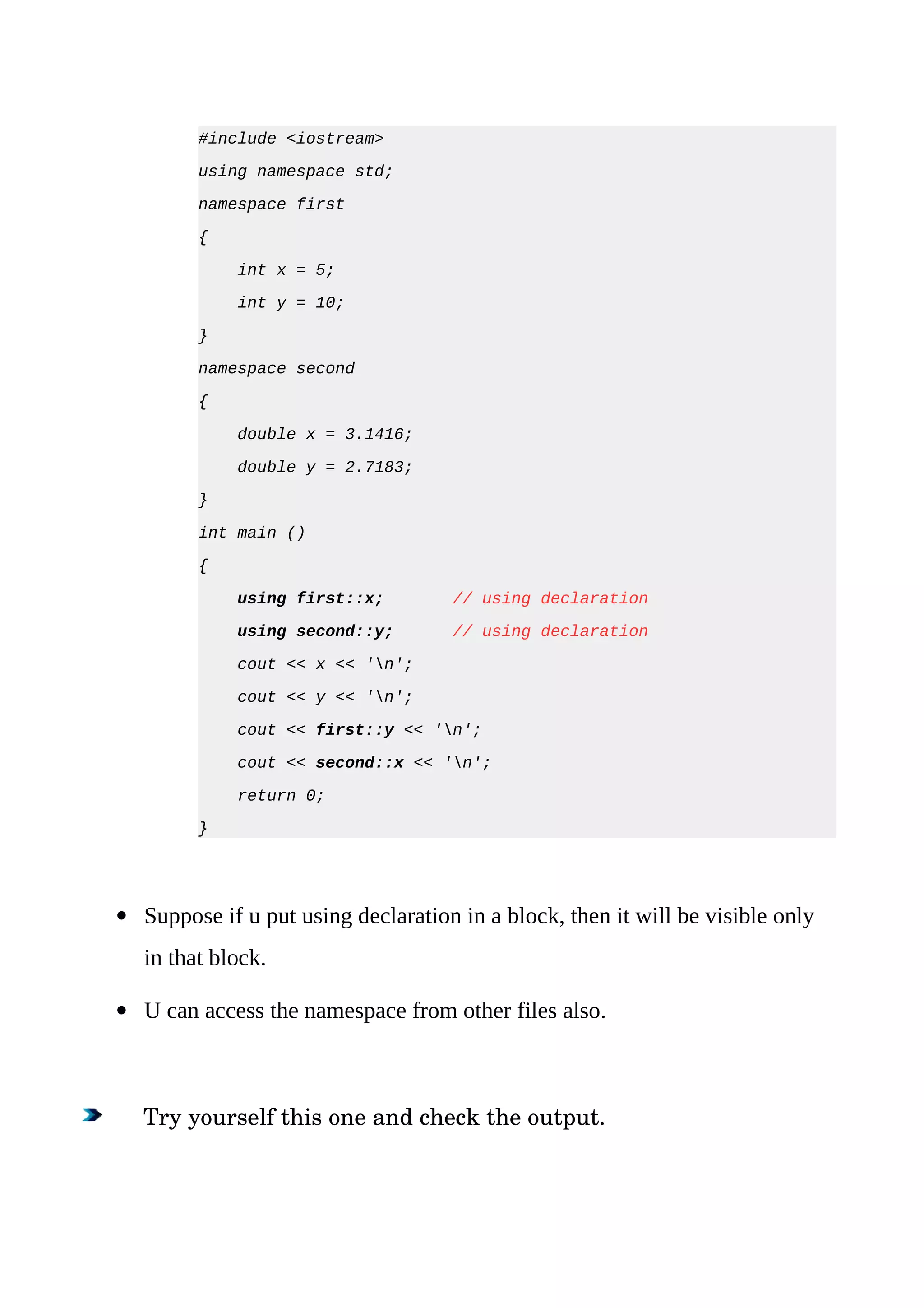 Namespace--defining same identifiers again | PDF