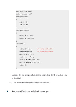 Namespace--defining same identifiers again | PDF