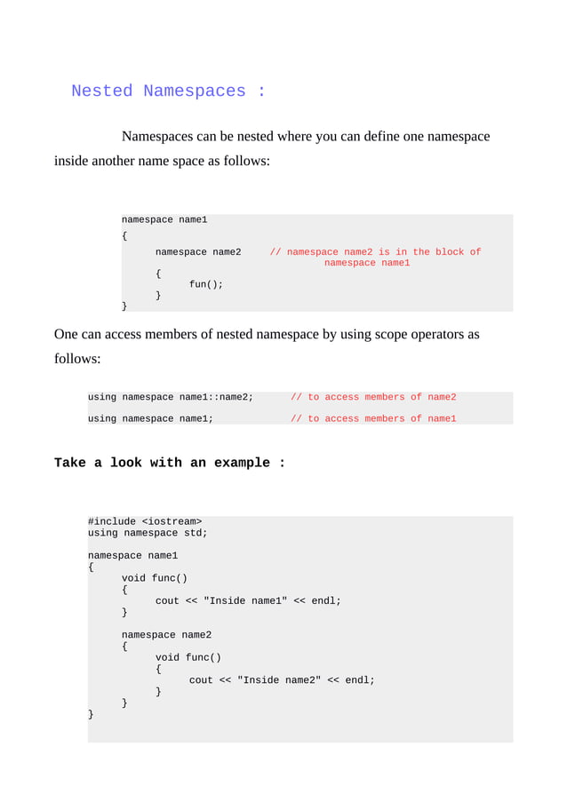Namespace--defining same identifiers again | PDF