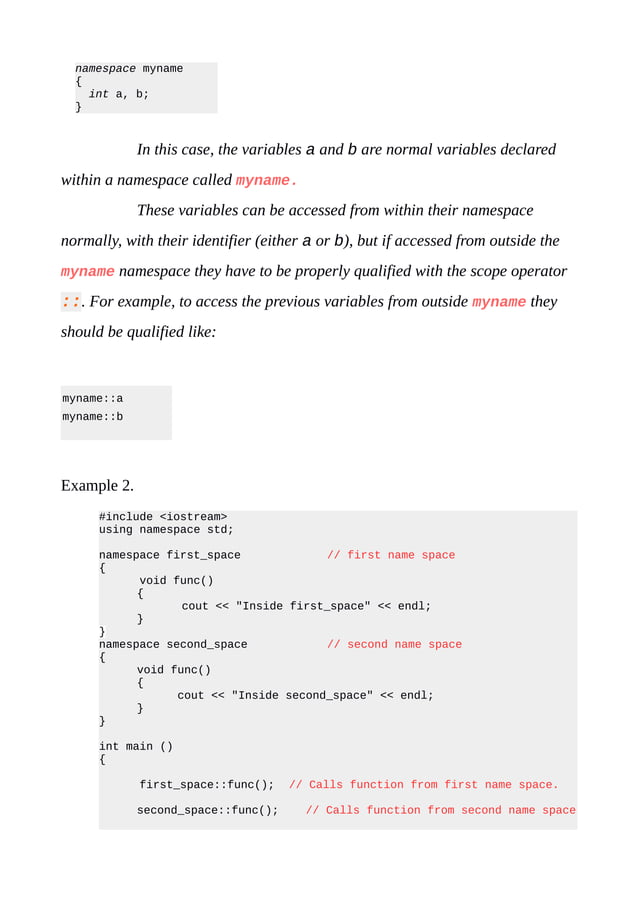Namespace--defining same identifiers again | PDF
