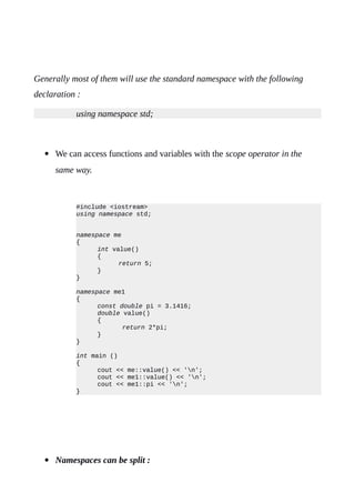 Namespace--defining same identifiers again | PDF