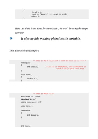 Namespace--defining same identifiers again | PDF