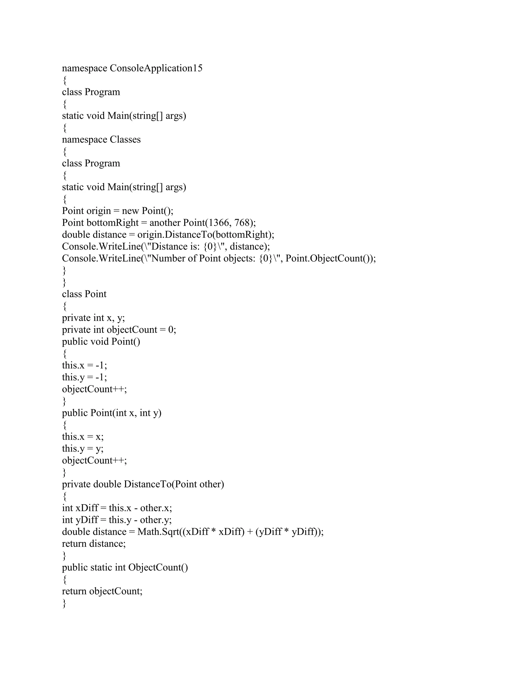 Namespace Consoleapplication15 Class Program Static Void Mainstridocx Programming